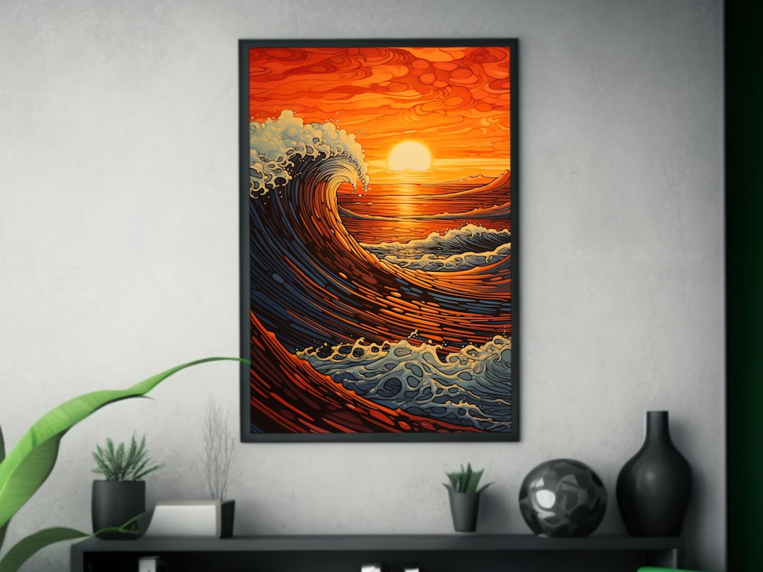 Psychedelic Ocean Art | Wave Poster | Surreal Sea Painting | Abstract ...