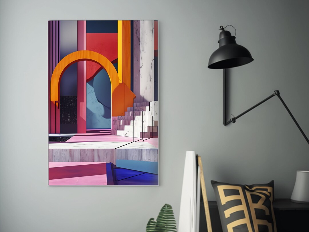 Geometric Abstract Stairs Art - 3D Rendered Poster - Modern ...