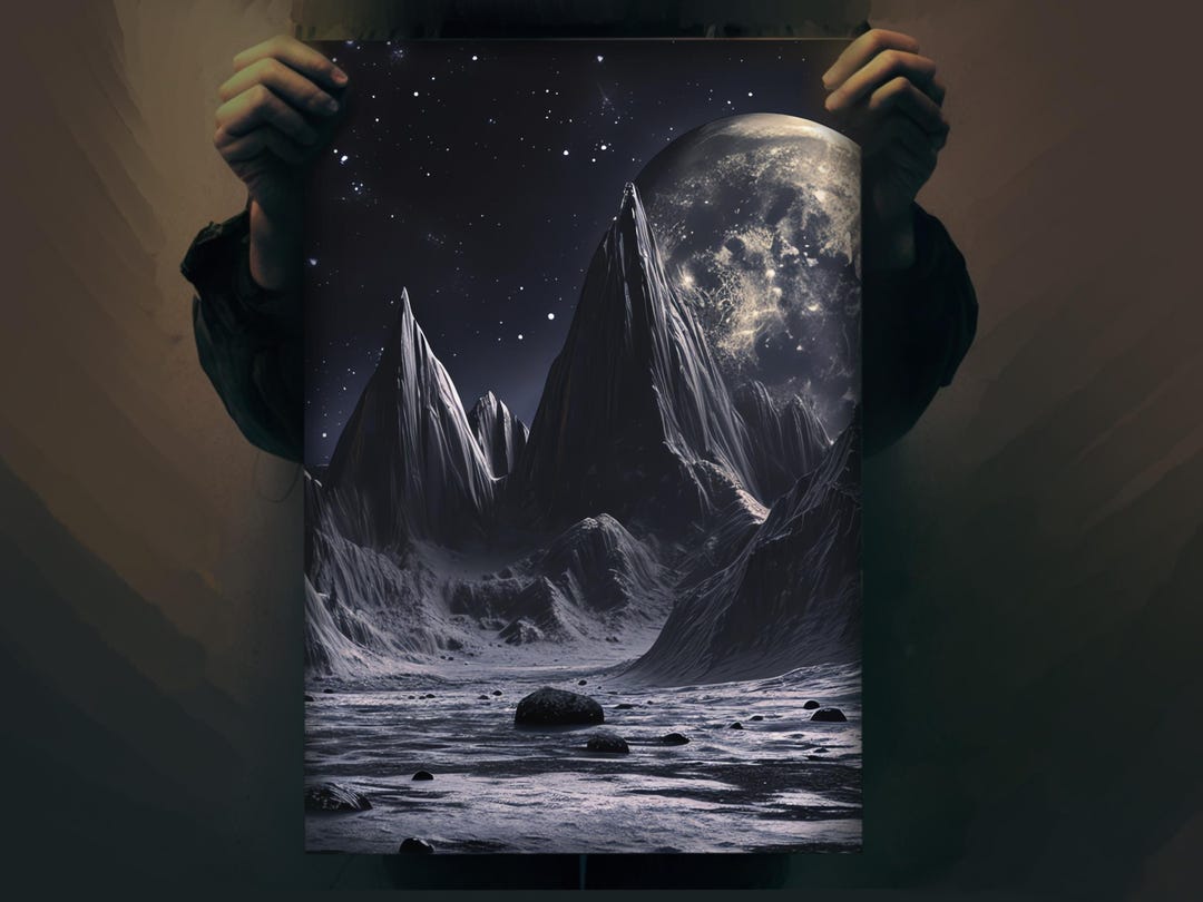 Mountain Range Moon | Lunar Landscape Art | Space Art | Sky Art ...