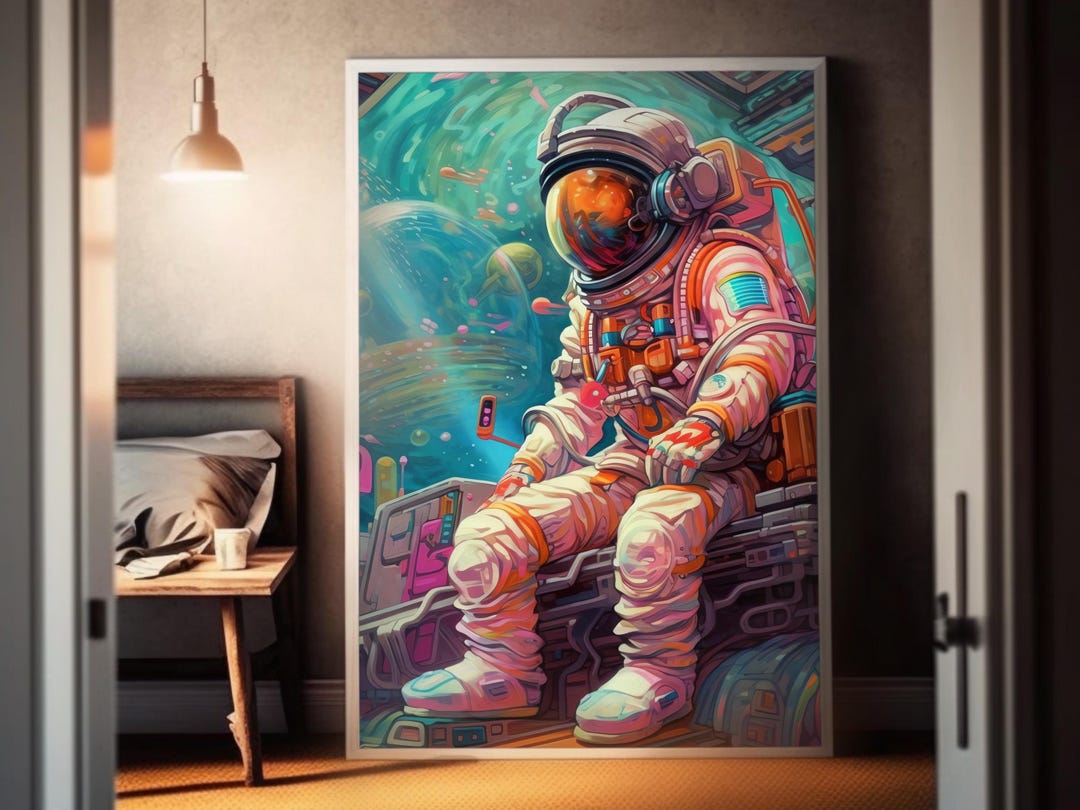 Astronaut Art Poster | Space Station Detail | Floating in Space ...