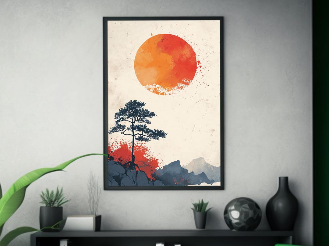 Ukiyo-e Style Lone Tree on Mountain Screenprint Poster Behance Contest ...