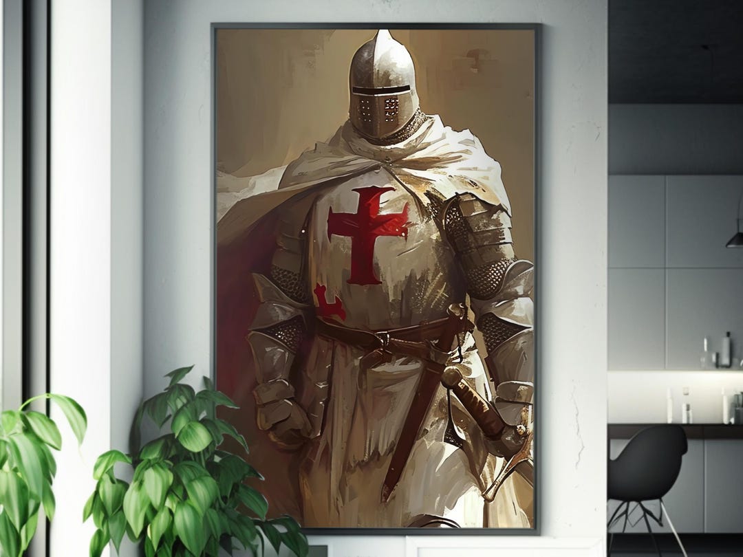 Medieval Knight Crusader | Red Cross Art Print | Holy Crusader Painting ...