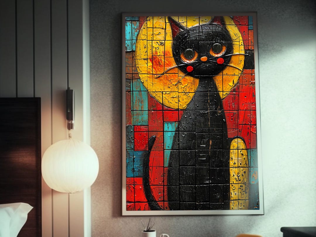 Black Cat Pop Art Painting | Transylvanian Folk Art Inspired | Yellow ...