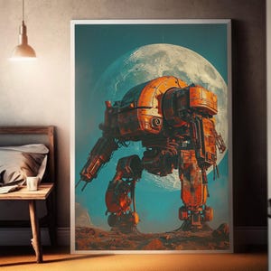 Retrofuturism Giant Mech Poster Sci-fi Concept Art Trending on ...