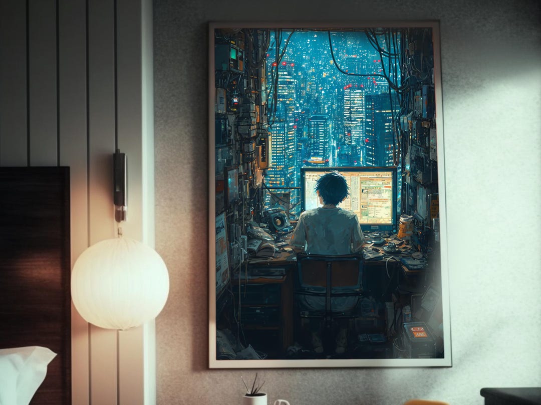 Cyberpunk Anime Style Computer Art Poster | Modern Cyberpunk Anime ...