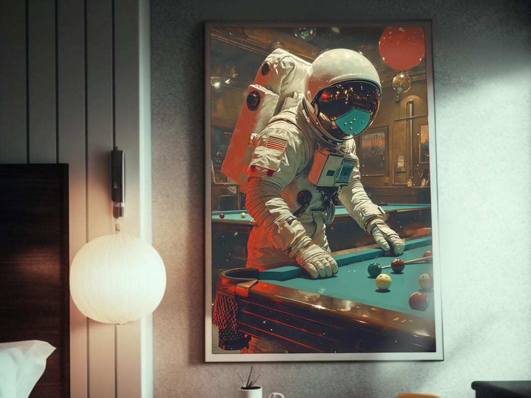 Astronaut Playing Pool in Space Digital Art Print Cgsociety Lonely ...