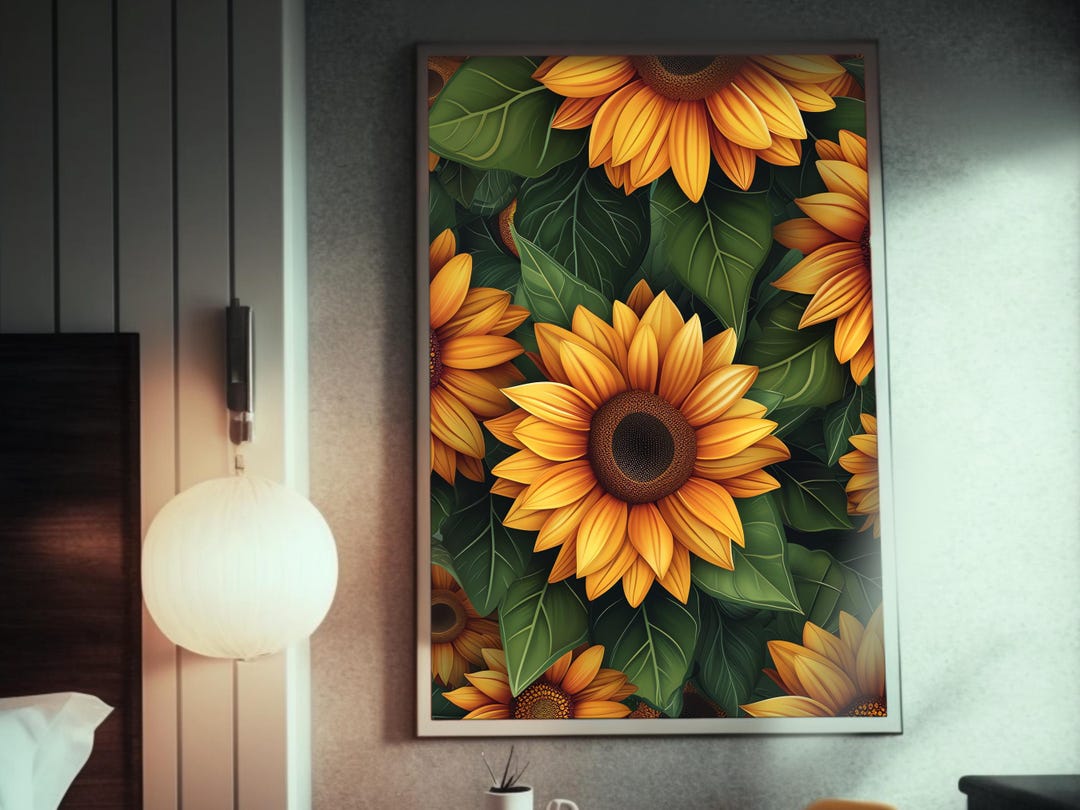 Sunflower Garden 3D Render Poster Generative Art Dark Flower Design ...