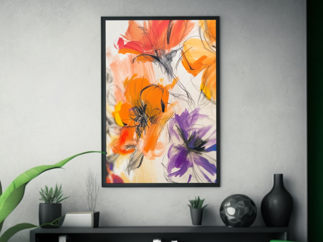 Lyrical Abstraction Flower Painting Colorful Brush Strokes Abstract ...