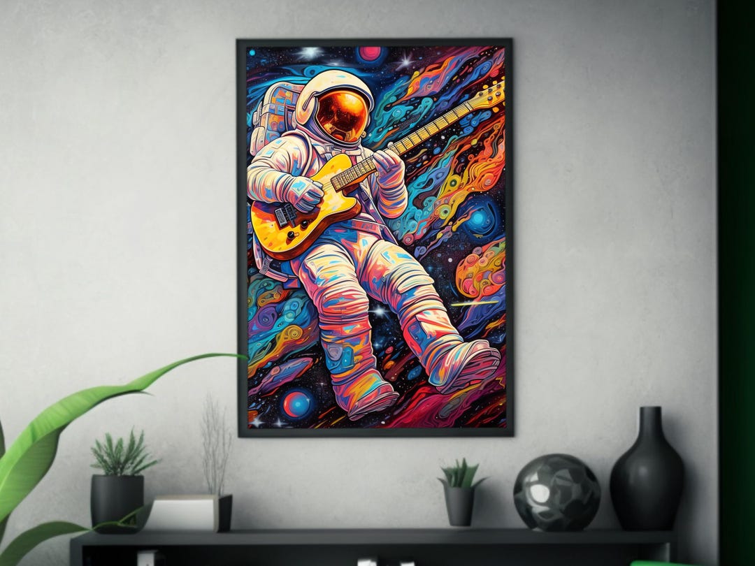 Cosmic Astronaut Guitarist | Space Art Poster | Ultrafine Detail ...