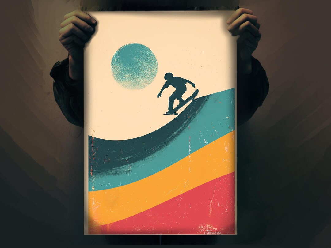 Retro Surf Wave Poster Precisionism Endless Summer Art Unique Wall Art ...