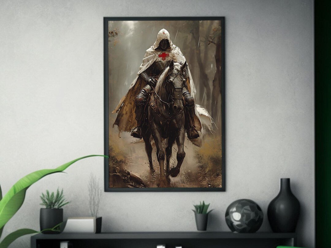 Medieval Fantasy Poster | Knight on Horseback Art Print | Templar ...