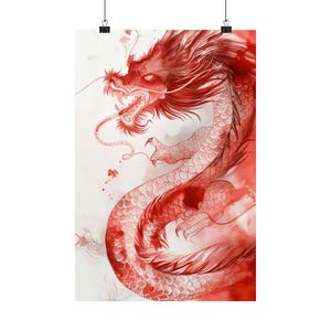 Red Dragon Fantasy Poster | Chinese Dragon Concept Art | Ultrafine ...