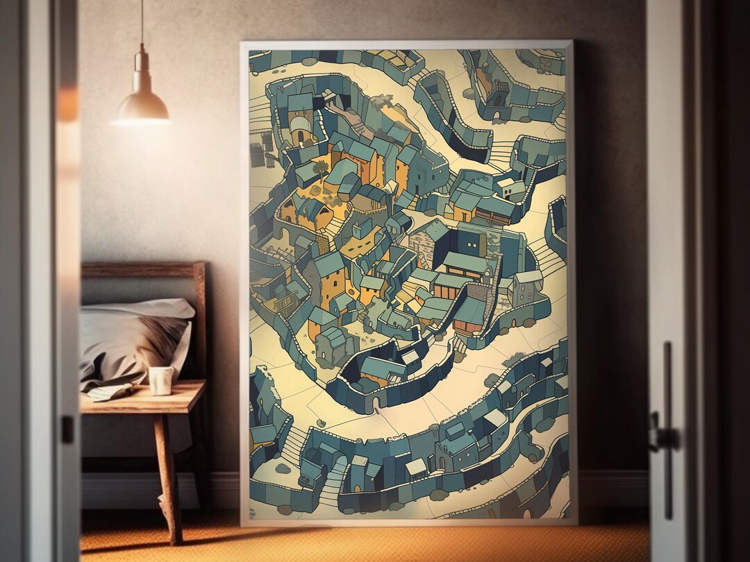 Isometric City Map Poster MC Escher-inspired Generative Art Unreal ...