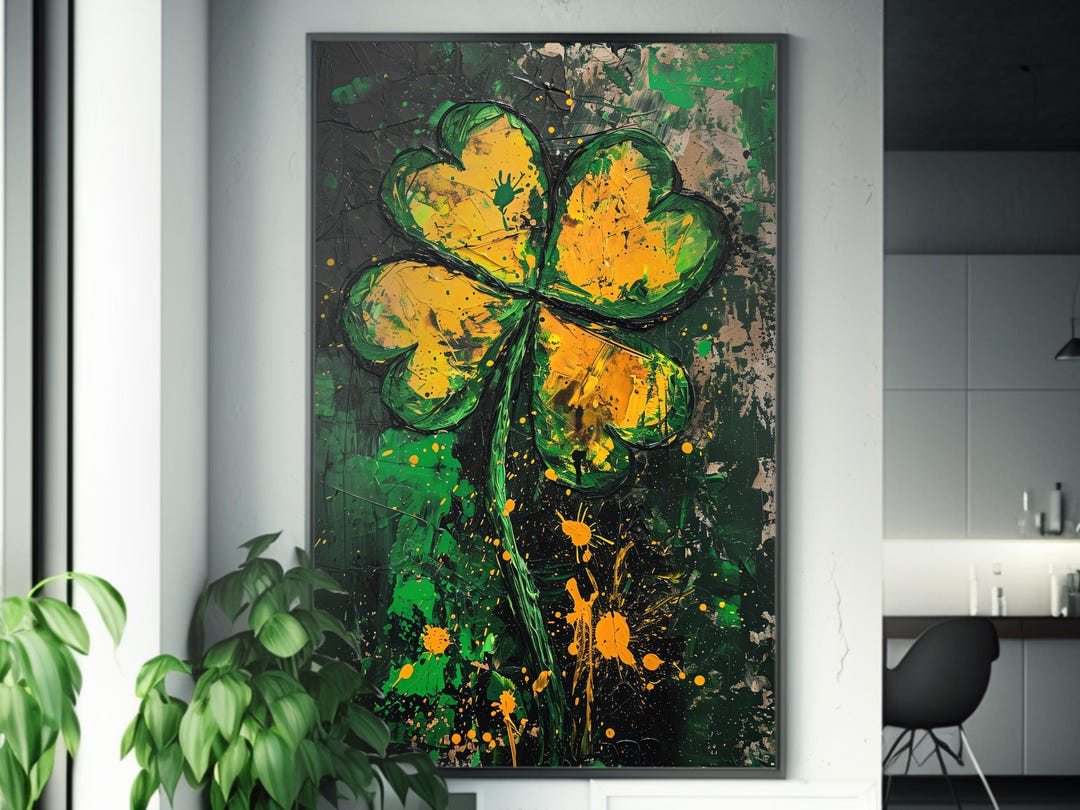 Green Clover Artwork Four Leaf Clover Print Ashcan School Inspired ...