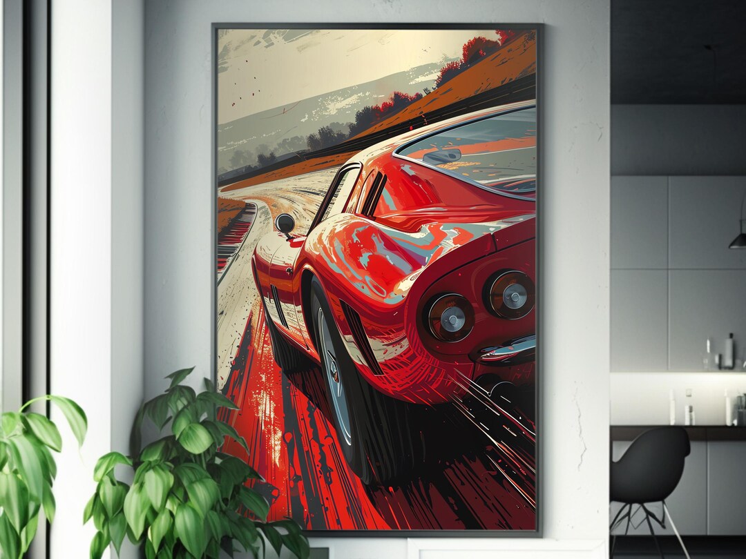 Red Sports Car Art Poster | Ultrafine Detail | Process Art ...