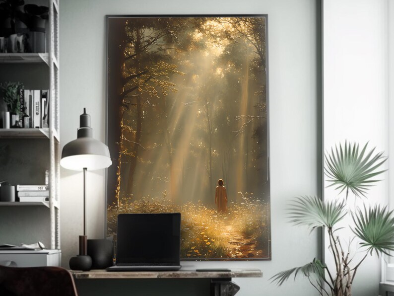 Field of Flowers Godrays Artwork Digital Painting Poster Naturalism Art ...