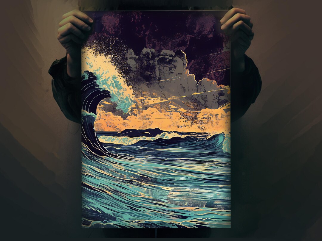 Psychedelic Ocean Wave Poster | Fractal Art Print | Thunder Wave Art ...