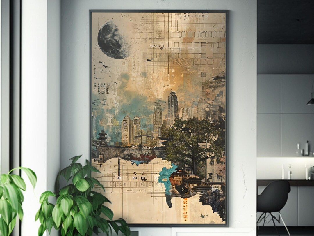 Cityscape Under Full Moon | Matte Painting Collage | Generative Art ...