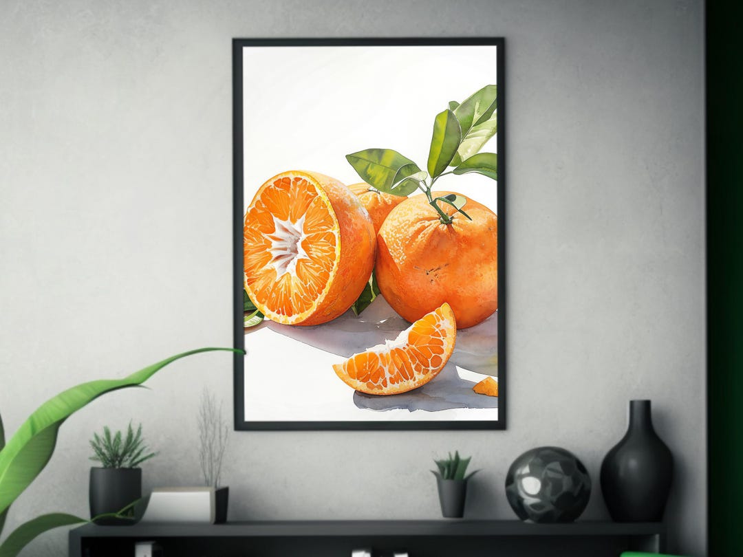 Photorealistic Oranges Still Life Poster Gouache Watercolor & Colored ...