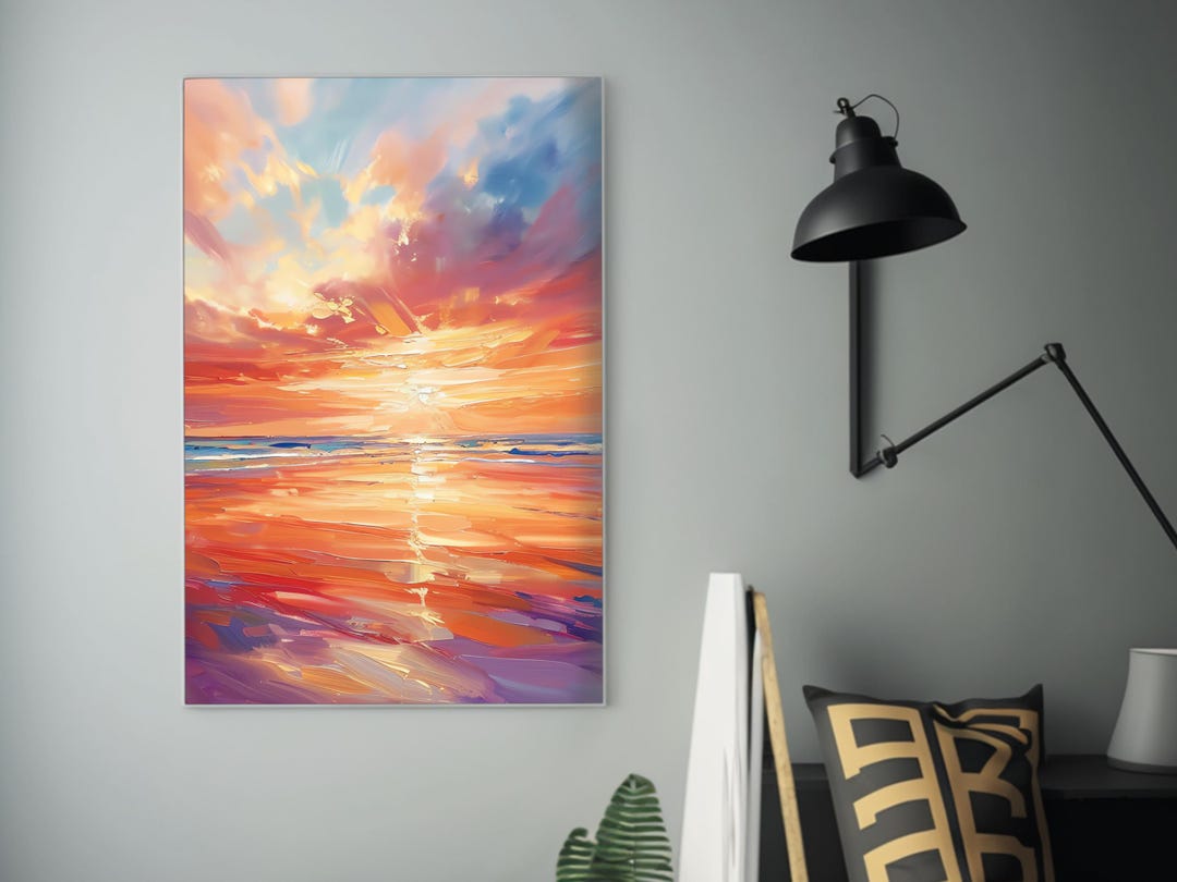 Metaphysical Beach Sunset | UHD 4K Ocean Art Poster | Vibrant Oil ...