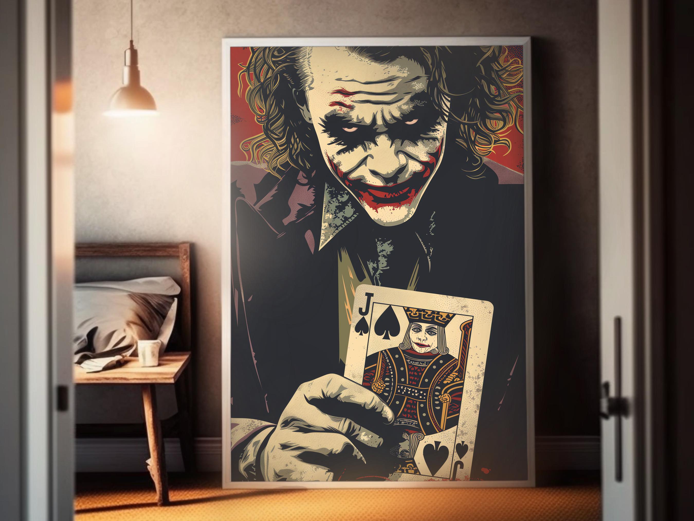 Joker Playing Card Close-up Art Print Casino Poster Gambling Wall Decor ...