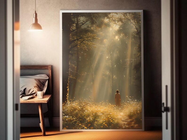 Field of Flowers Godrays Artwork Digital Painting Poster Naturalism Art ...