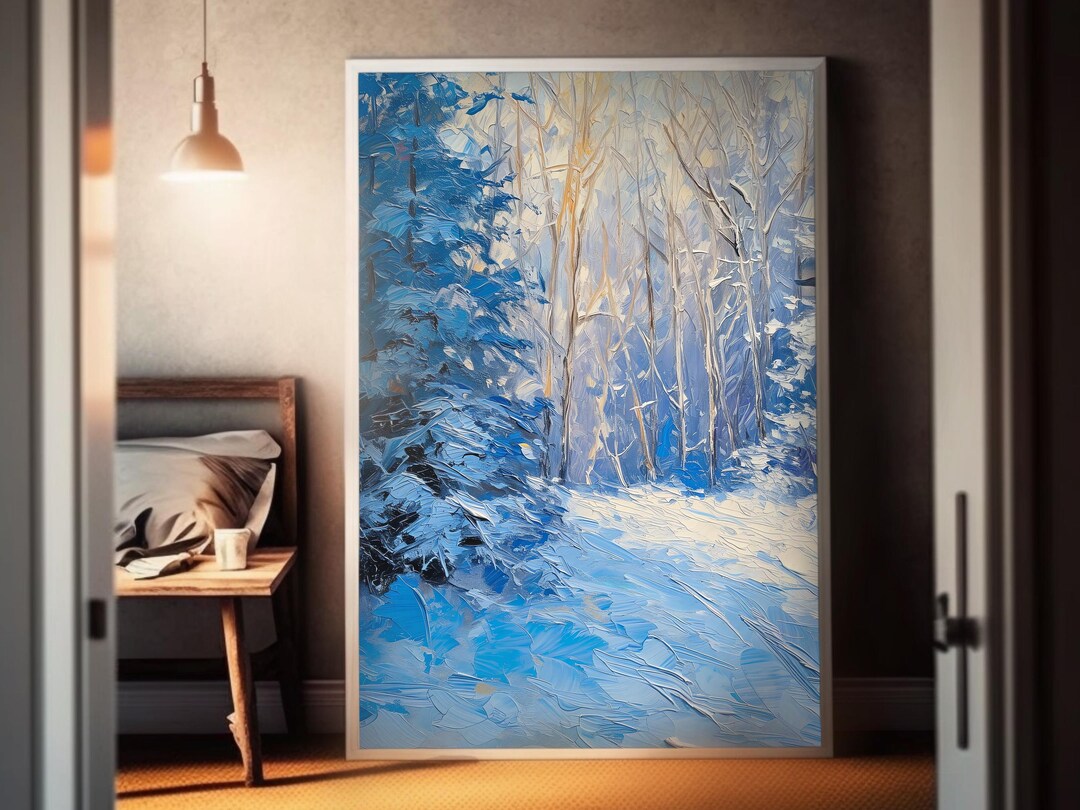 Snowy Winter Forest Landscape | Impressionist Oil Painting | Frosty ...