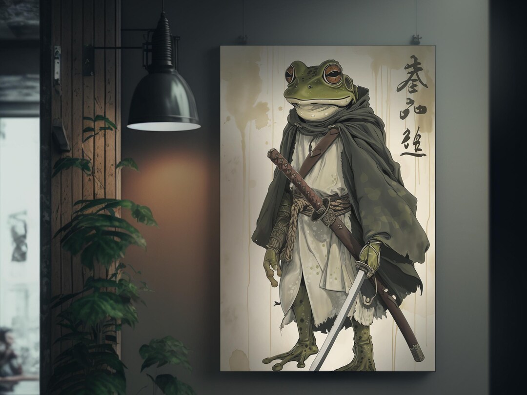 Frog Samurai Sword Poster | Ukiyo-e Inspired | Toad Turtle Hero ...