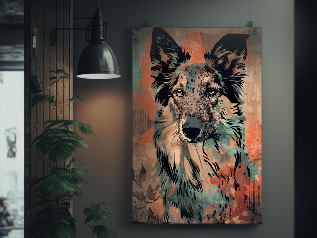 Colorful Dog Face Silk Screen Poster European Ink Painting Influence ...
