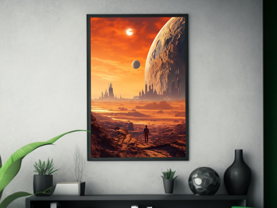 Dystopian Space Opera Poster: Lone Figure Approaching Metropolis ...