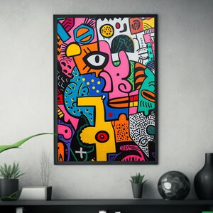 Vibrant Graffiti Art Poster | Britto-inspired | Behance-style | Naive Art Influence | - Etsy