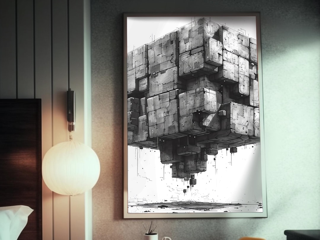 Monochrome Generative Art Print | Sparth-like Design | Greeble Details ...