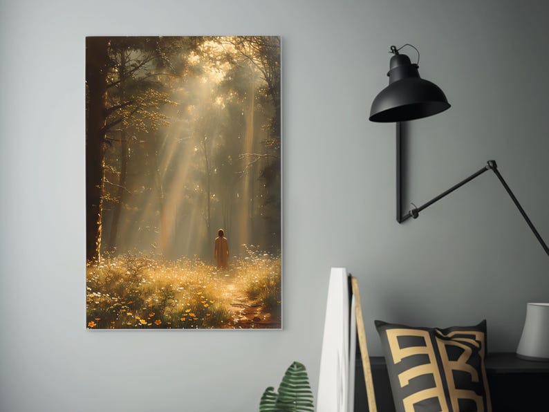 Field of Flowers Godrays Artwork Digital Painting Poster Naturalism Art ...