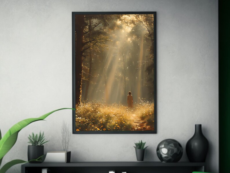 Field of Flowers Godrays Artwork Digital Painting Poster Naturalism Art ...