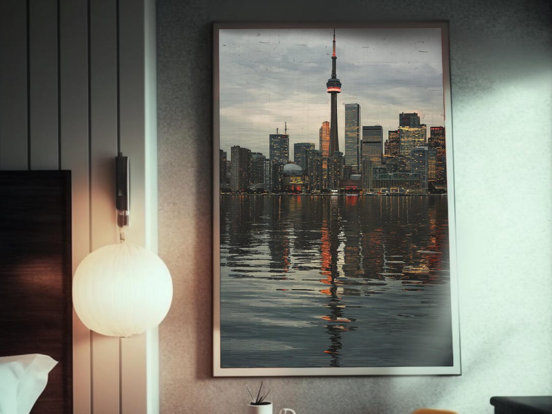 Toronto Skyline Poster | Abstract Pointillism Art | Matte Cityscape ...