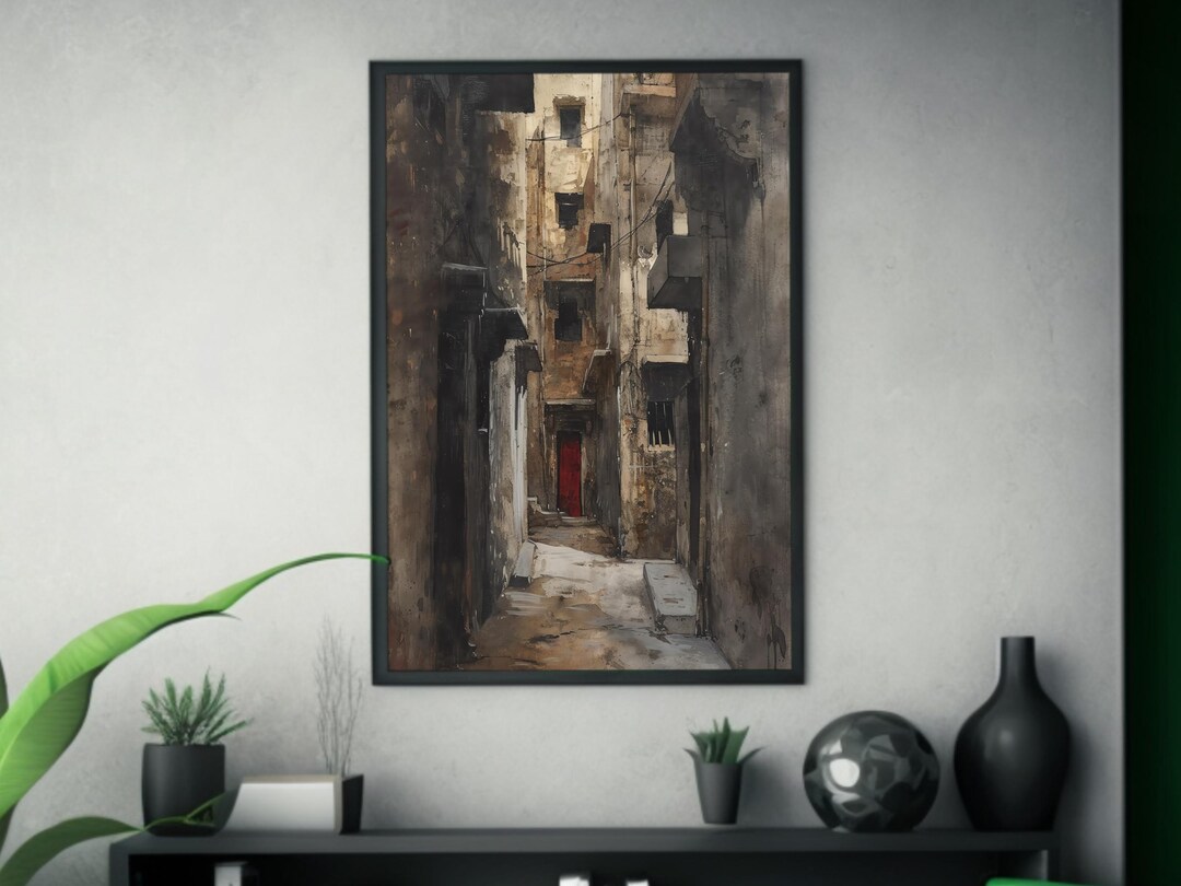 Dark Key Alley Poster | Red Door Art | Photorealistic Urban Art | CG ...