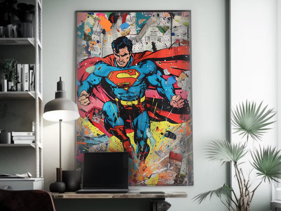 Superman in Flight Pop Art Painting Award-winning Artwork Comic Book ...