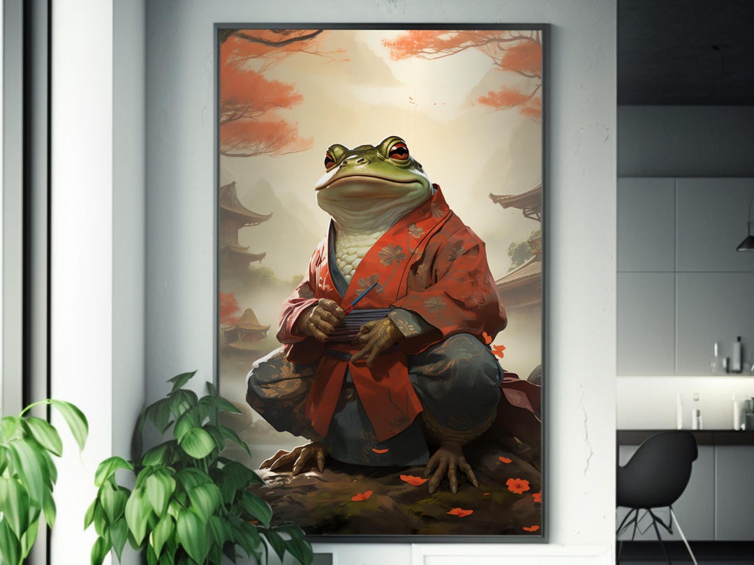 Fantasy Art Poster Toad Samurai Smug Smile Kimono Character Unique Frog ...