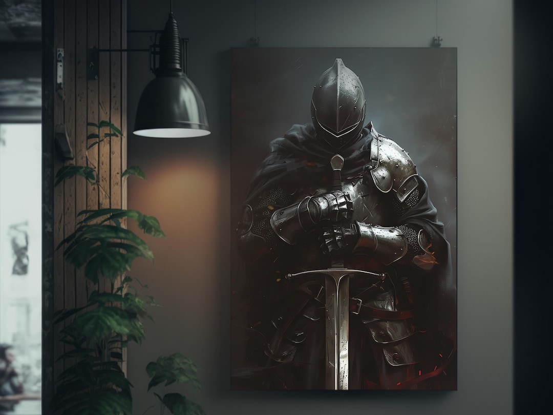 Medieval Knight Imagery Fantasy Art Poster Sword and Armor Painting ...