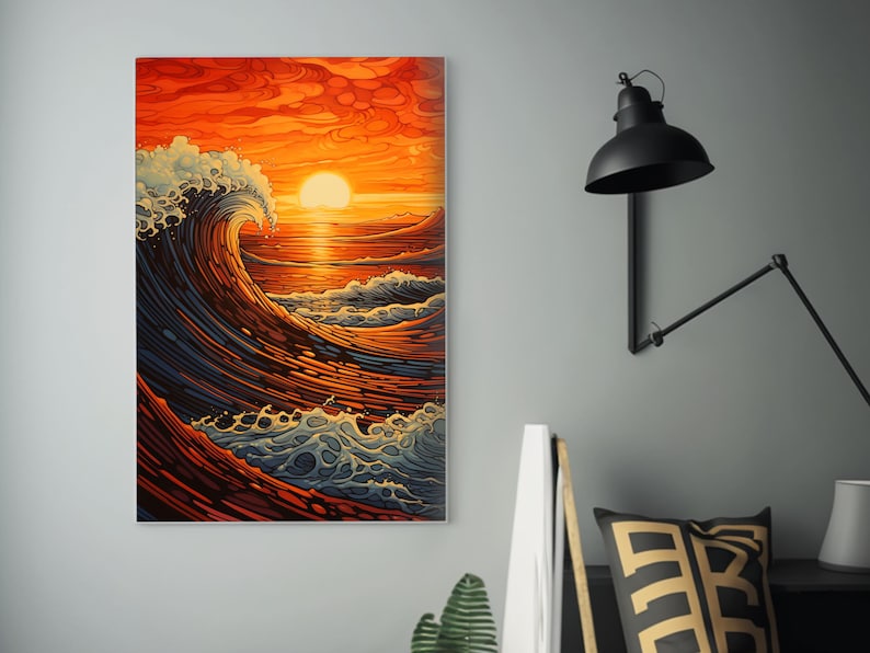 Psychedelic Ocean Art | Wave Poster | Surreal Sea Painting | Abstract ...