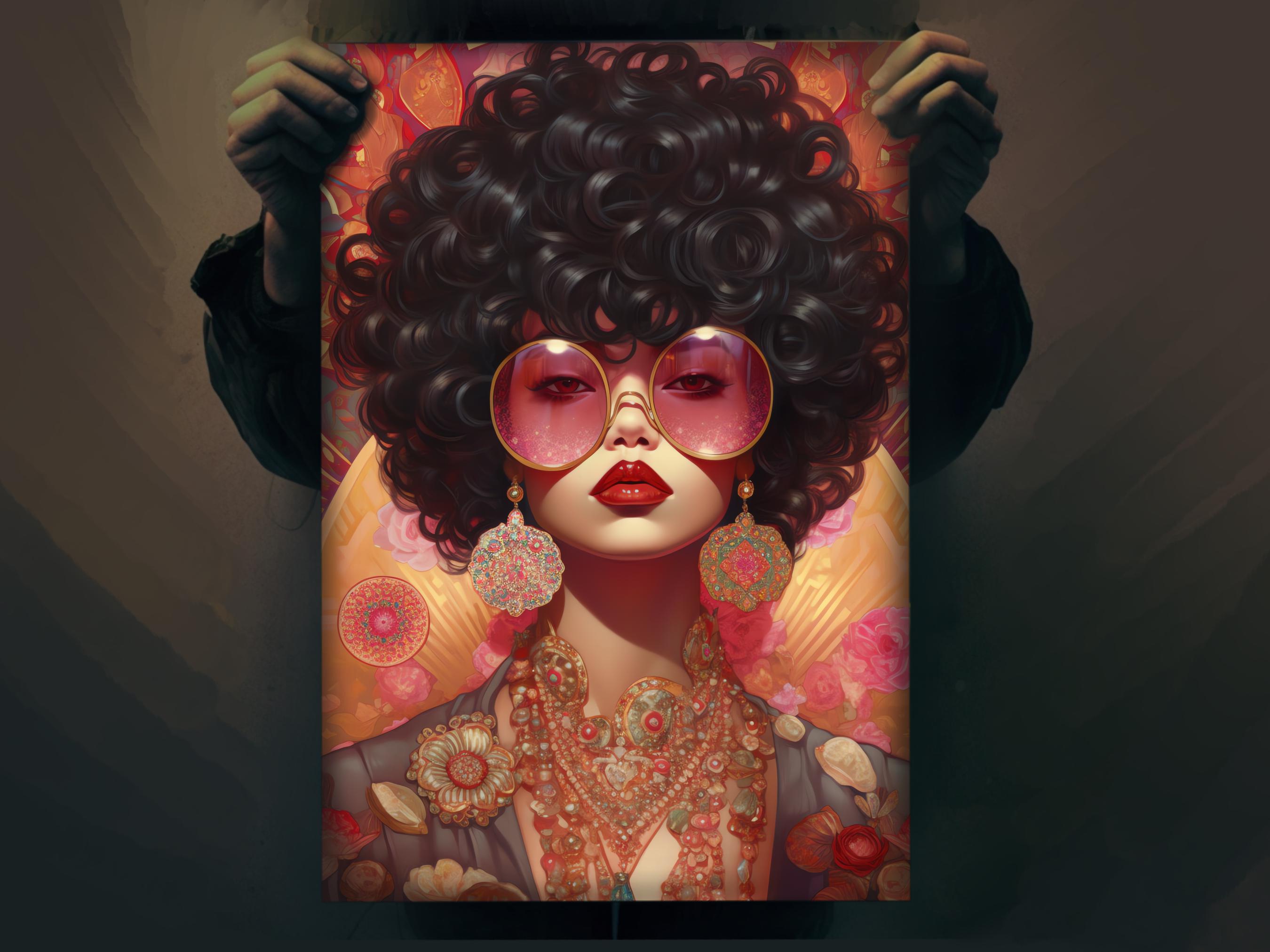 Chic Lady in Sunglasses | Statement Necklace Art Poster | Ultrafine ...