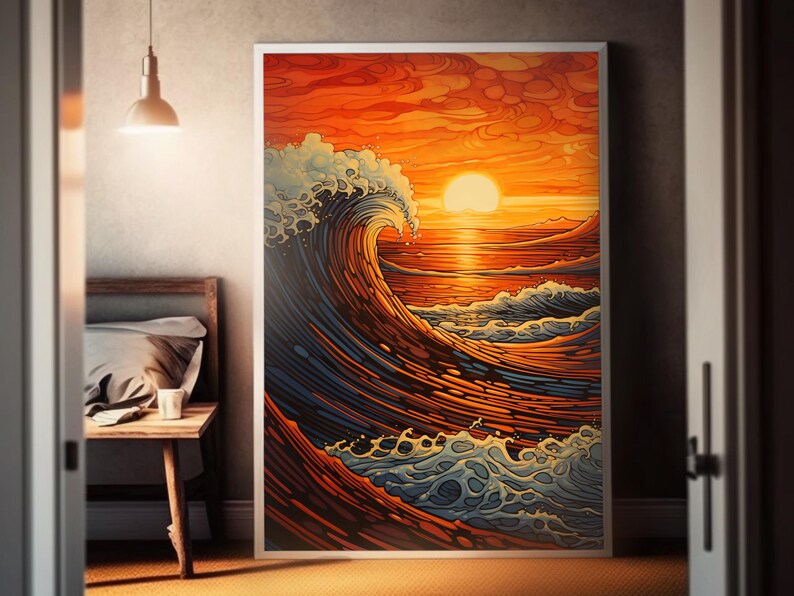 Psychedelic Ocean Art | Wave Poster | Surreal Sea Painting | Abstract ...