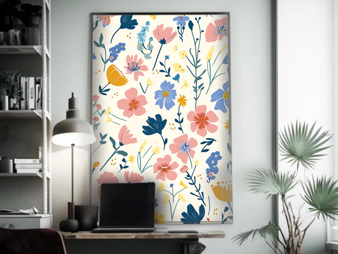 Colorful Seamless Pattern Flower Garden Screenprint Arts & Crafts ...