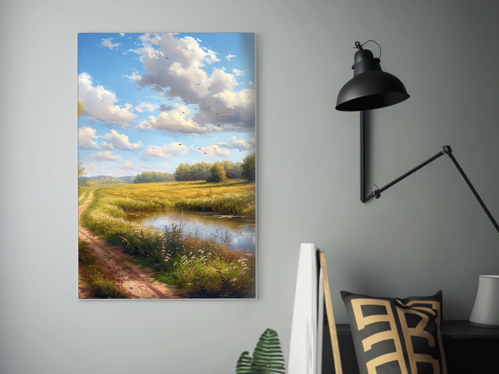 Vintage American Farm Scene | Rustic Field Dirt Road Art Print ...
