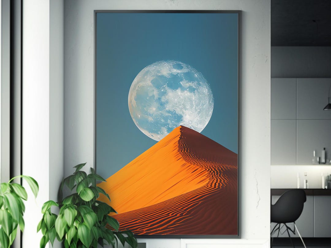 Low Poly Desert Moon Art | Dark Space Background | Barren Landscape ...