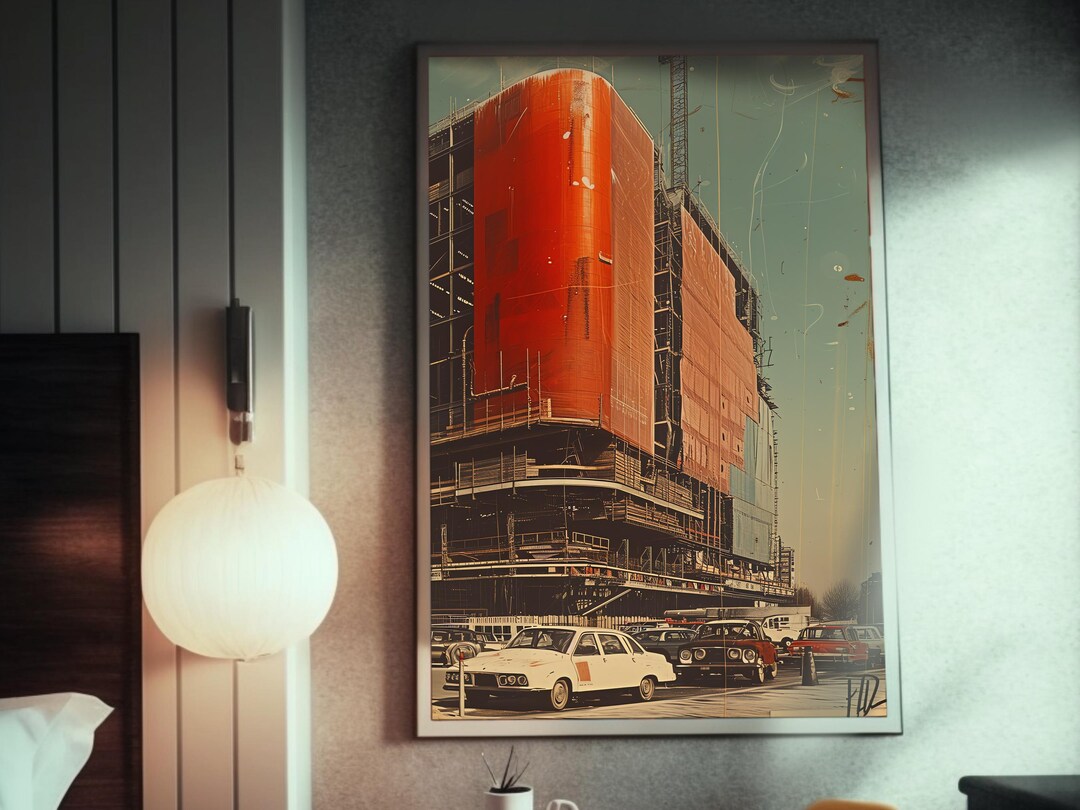 Abstract Constructivist Cityscape Matte Poster - Urban Industrial Art ...