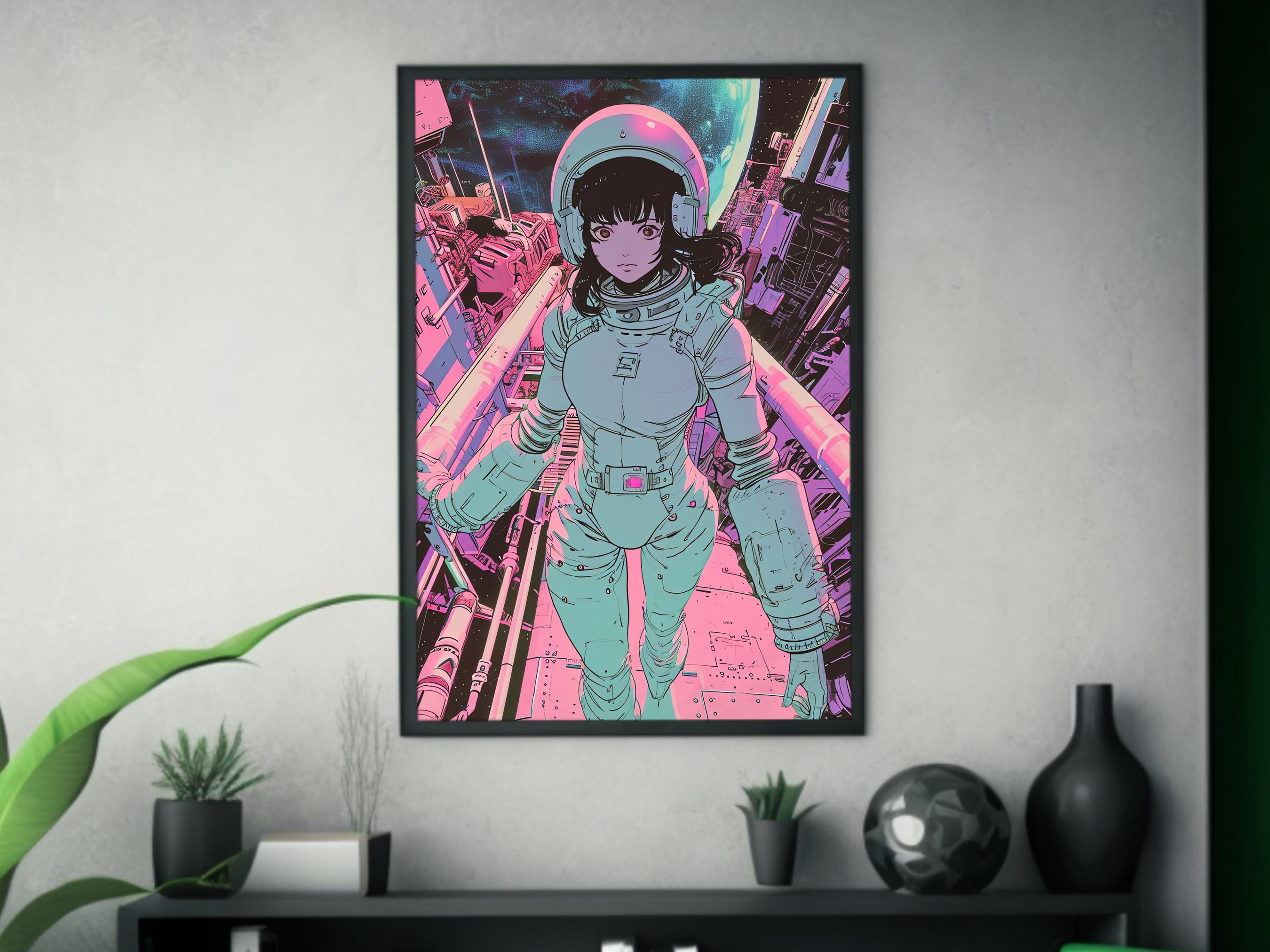 Cyberpunk Space Station Art Futuristic Poster Retro-futurism Space ...
