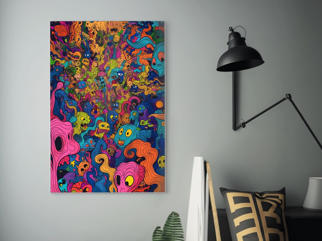 Colorful Monster Art Poster | Psychedelic Illustration | Detail ...