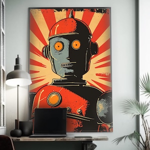 Robot Future Poster Art | Sunburst Background | Automatist Revolution ...