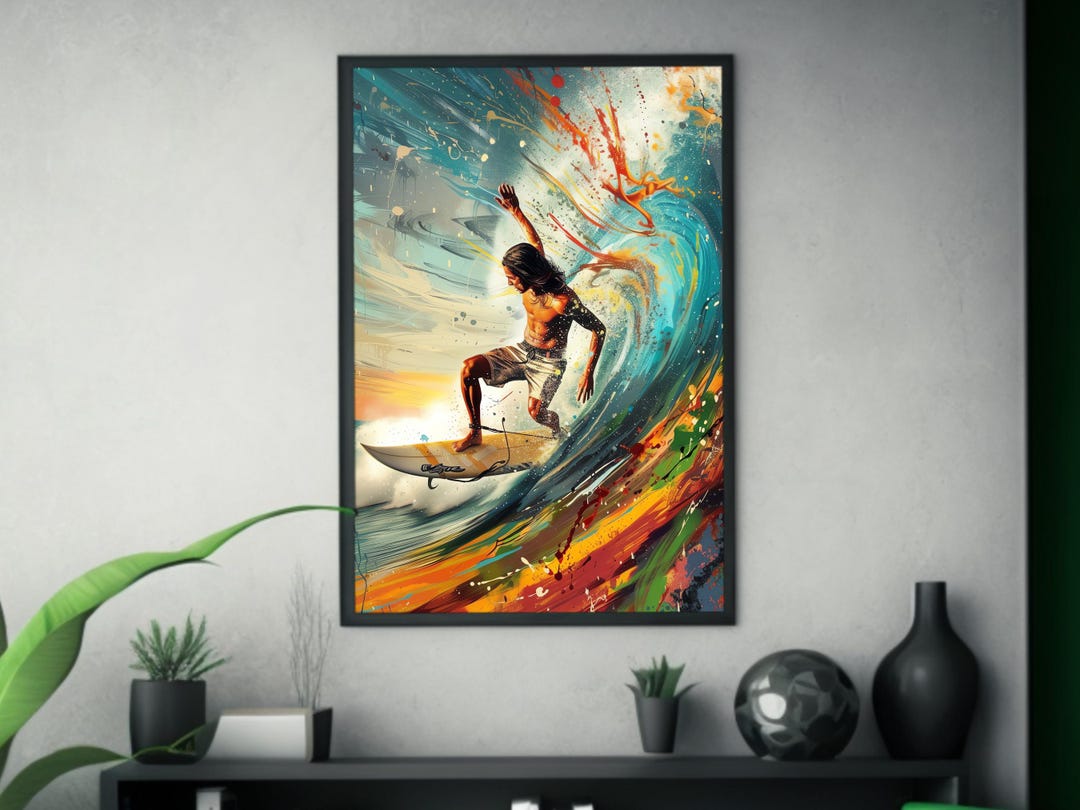 Psychedelic Surfing Wave Poster Endless Summer Art Original Airbrush ...